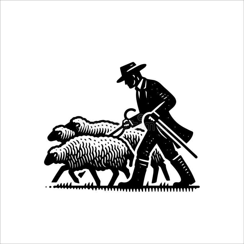 Goat Herder Vintage Retro Logo Vector Icon Design. Stock Vector ...