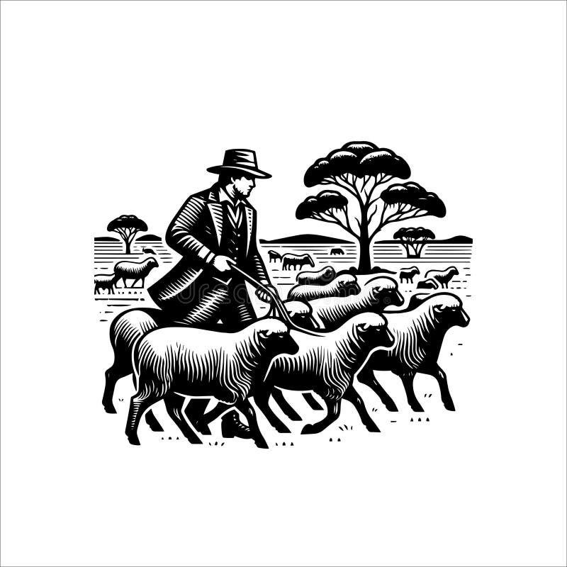 Goat Herder Vintage Retro Logo Vector Icon Design Stock Illustrations ...