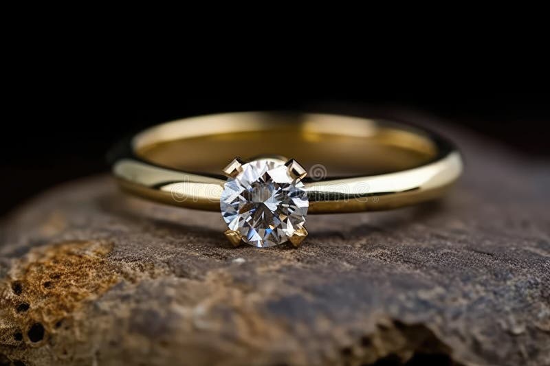 A Simple Gold Band with a Single Diamond in a Classic Setting ...