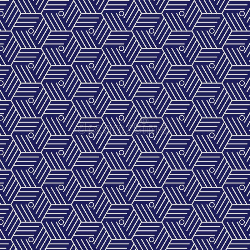 Simple Gold Circle in Hexagonal Seamless Pattern with Dark Blue ...