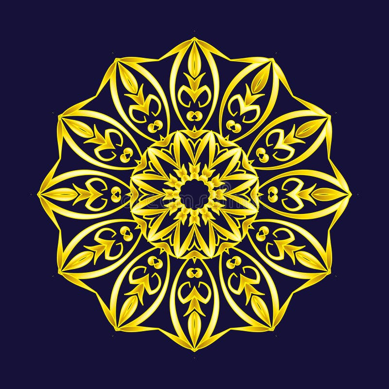 Simple Gold Circular Pattern on Dark Blue Backdrop Stock Vector ...