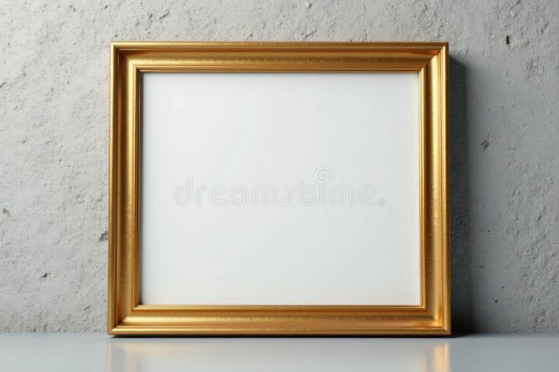 Simple Gold Frame Against a Concrete Backdrop , Elegant, Image ...