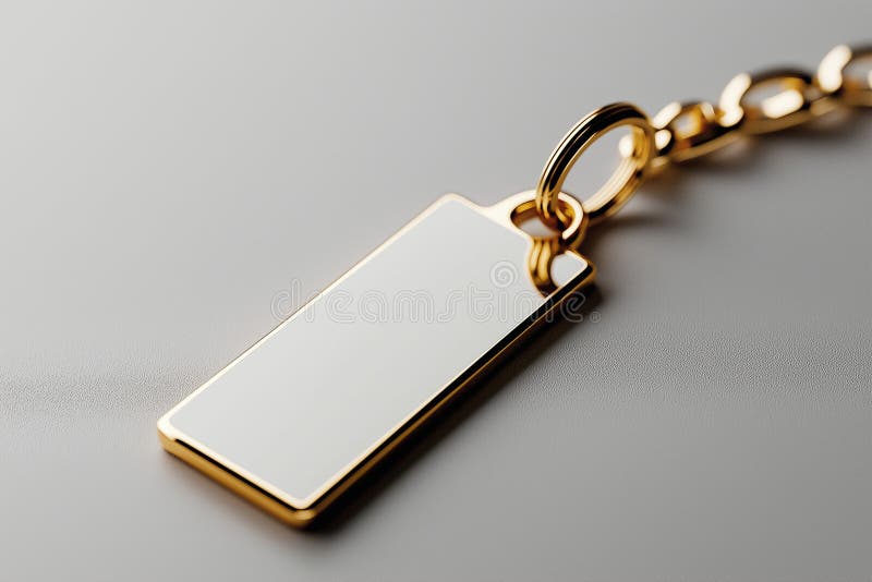Simple Gold Keychain with Blank Rectangular Tag, Perfect for ...