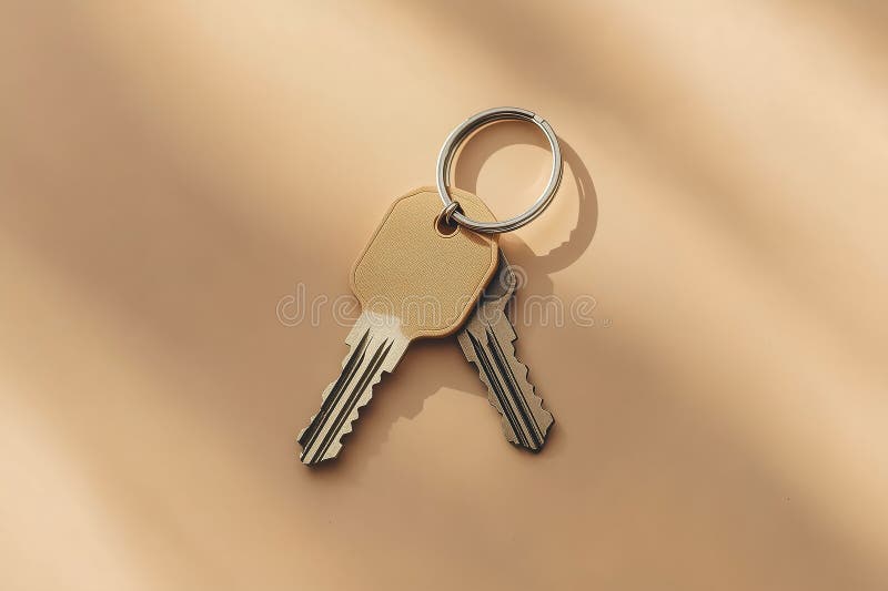Simple Gold Keys on a Keyring Resting on a Soft, Neutral-colored ...