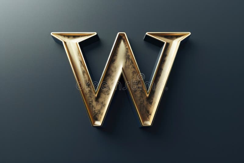 Simple Gold Letter W on a Black Background Stock Photo - Image of black ...