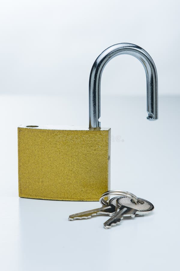 Simple Gold Lock and Keys on White Background Stock Image - Image of ...