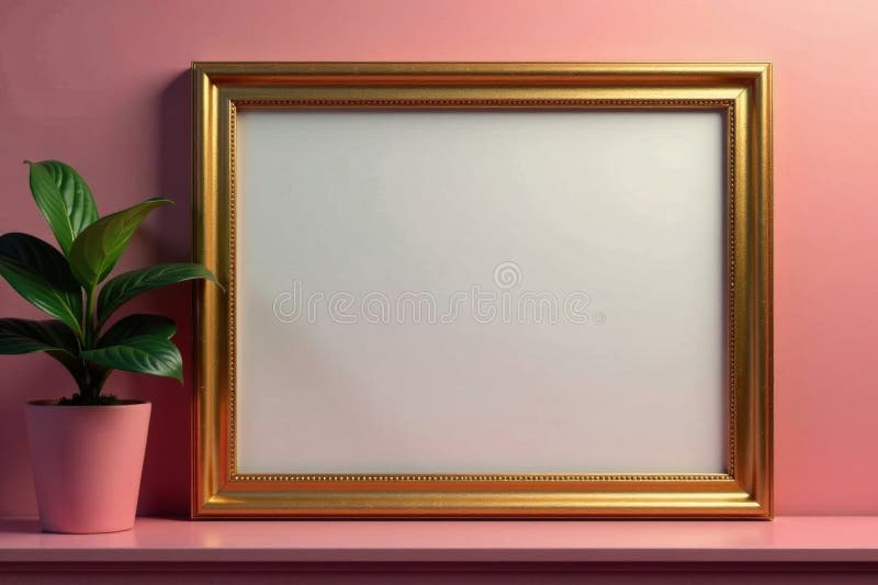 Simple Gold Painted Frame, Minimalist Design, Clean Lines, Background ...