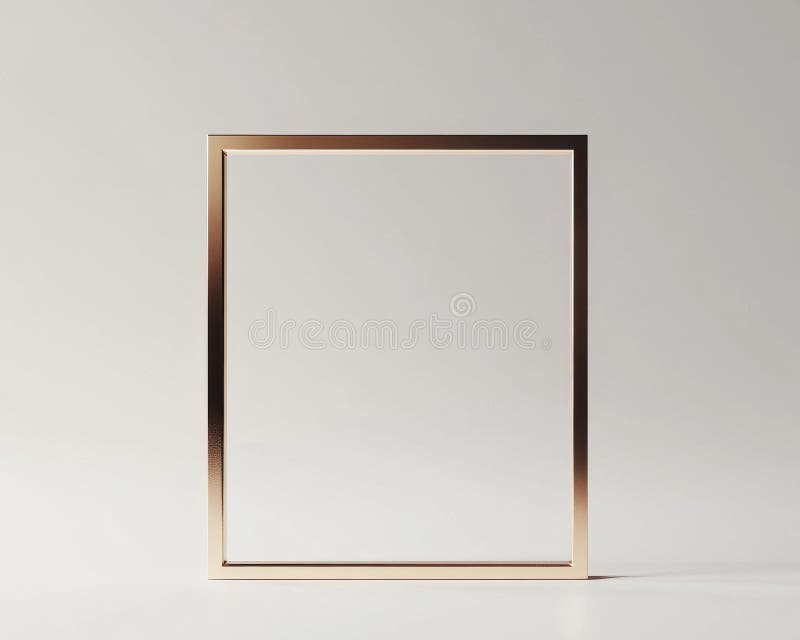 A Simple Gold Rectangular Frame Set Against a White Backdrop Stock ...
