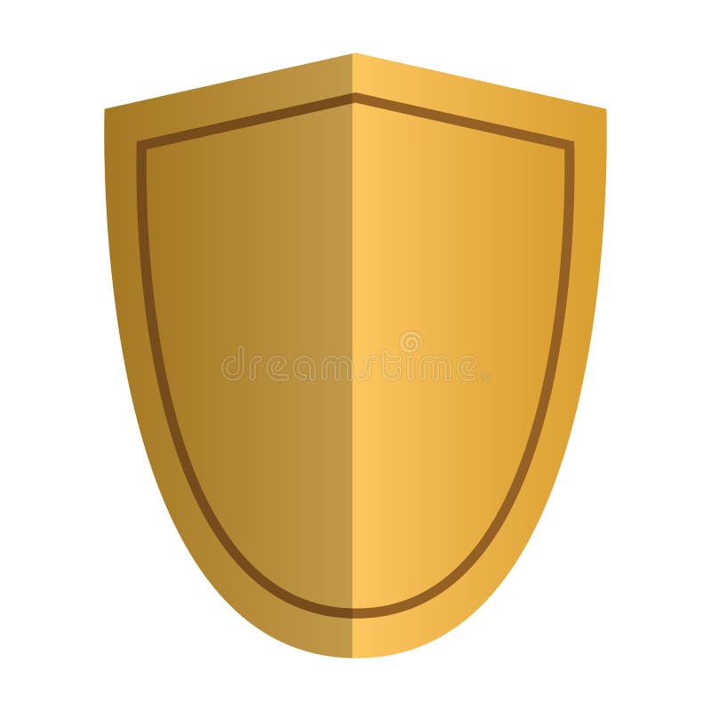 Simple gold shield icon stock illustration. Illustration of metal ...
