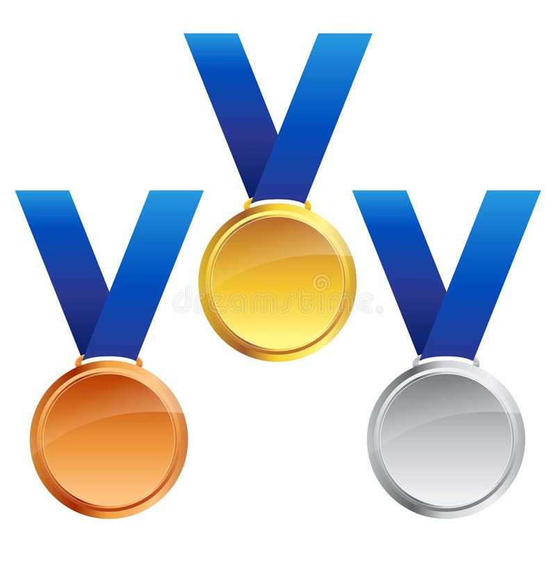 Simple Gold Silver Bronze Medals with Ribbon Stock Vector ...