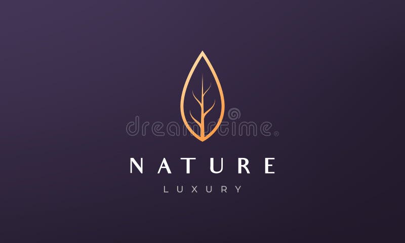 Simple Gold Tree Logo in Luxurious and Modern Style Stock Vector ...