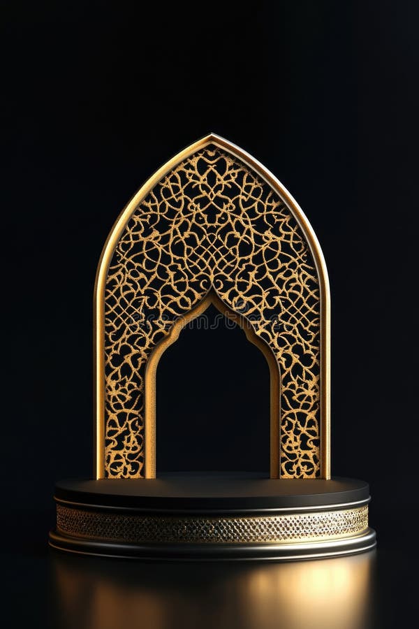 A Simple Golden Arch on a Black Background Stock Photo - Image of ...