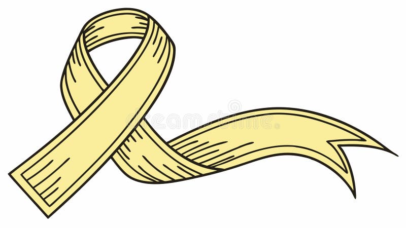 Simple Golden Awareness Ribbon, Support and Unity Symbol, Vector Design ...