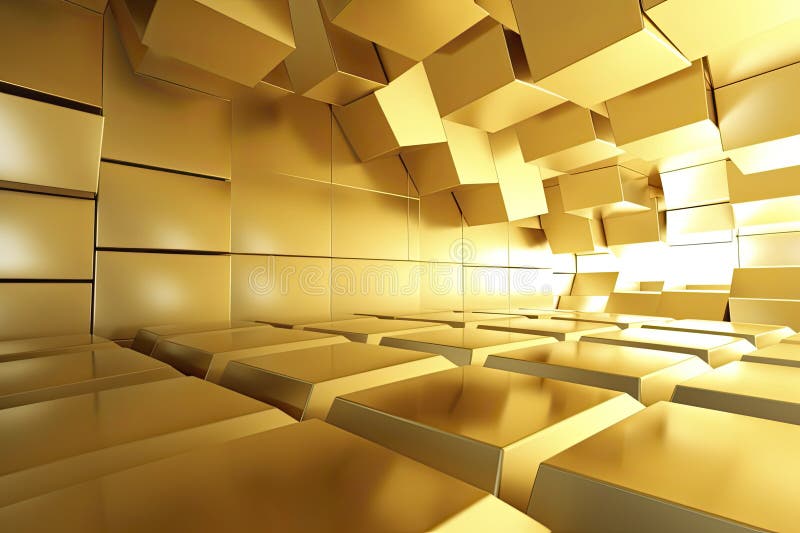 Simple Golden Background with Perspective Effect - Abstract 3d ...