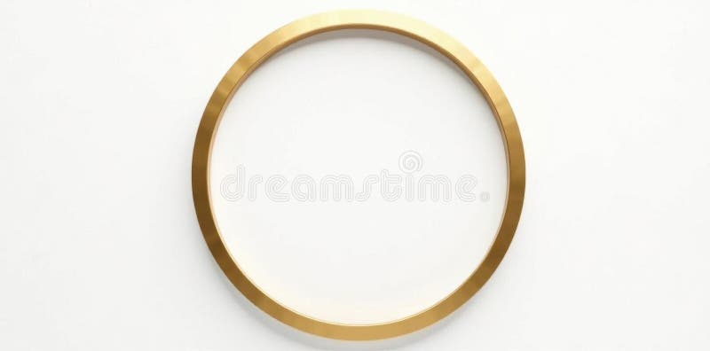 Simple Golden Circle Frame Against Pure White Backdrop , Vector ...