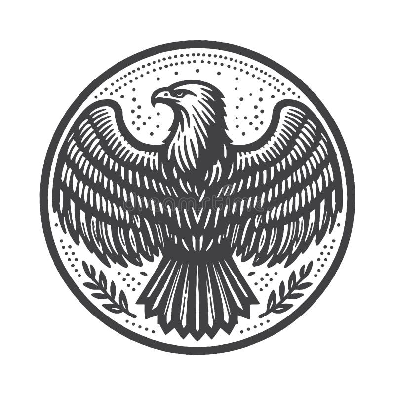Simple Golden Eagle Flying Vector with Vintage Logo and Retro ...