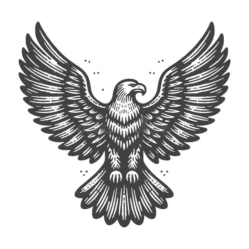 Simple Golden Eagle Flying Vector with Vintage Logo and Retro ...