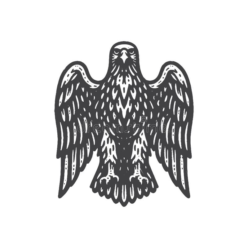 Simple Golden Eagle Front View Vector with Vintage Logo and Retro ...