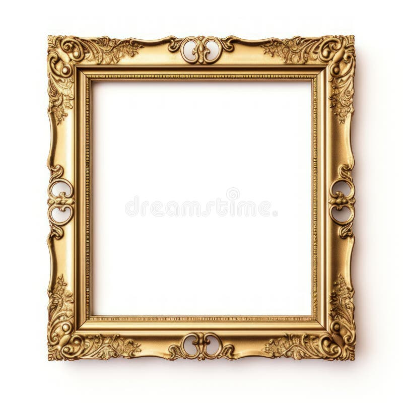 Simple Golden Frame on a White Background Stock Illustration ...