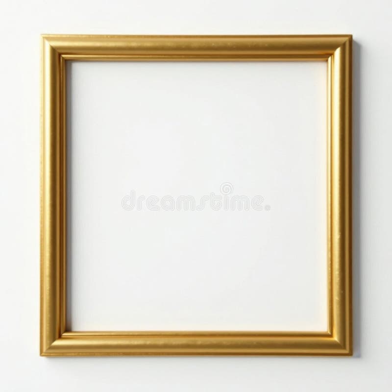 Simple Golden Rectangle Frame, Clean White Backdrop , Isolated, Modern ...