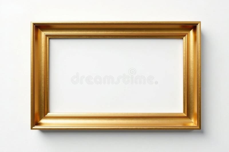 Simple Golden Rectangular Mirror Frame on White Background ...
