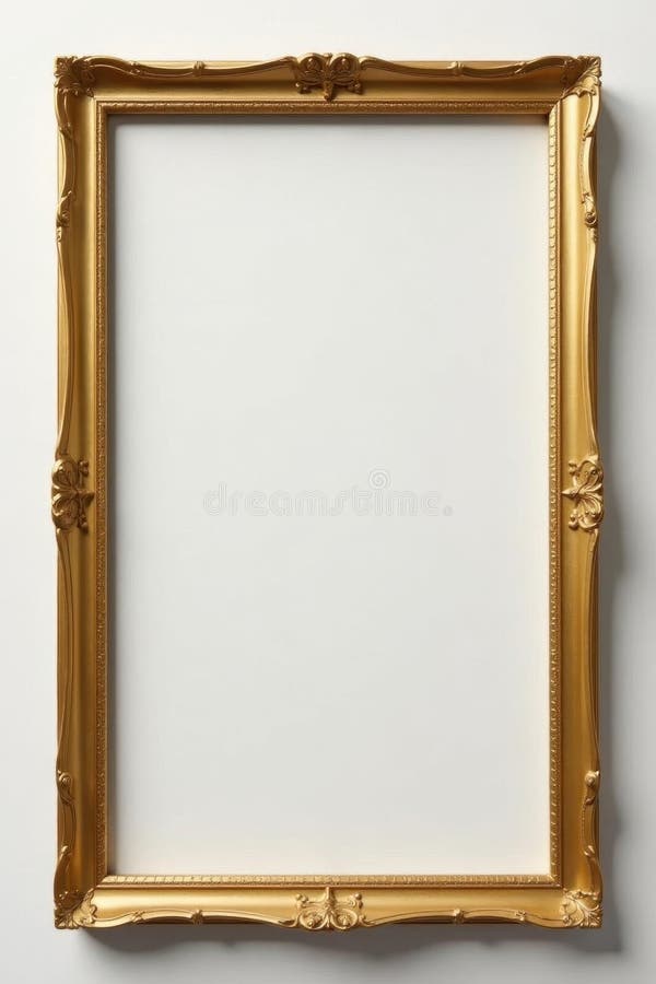 Simple Golden Rectangular Picture Frame, Clean Lines, Golden Border ...
