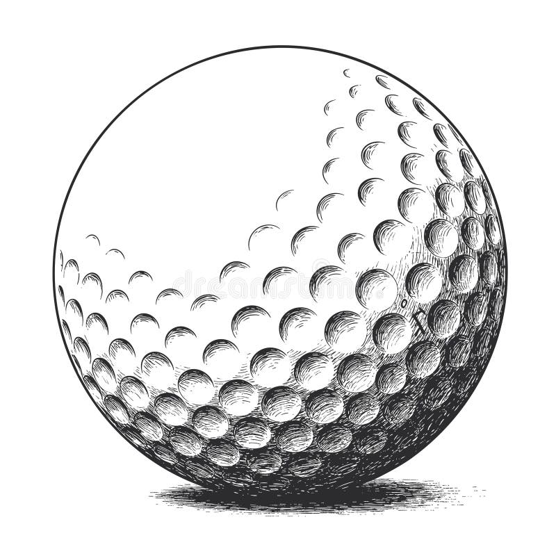 Simple Golf Ball Outline Drawing Stock Illustration - Illustration of ...