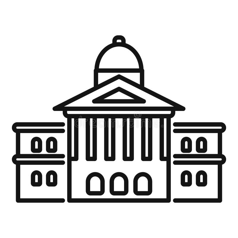 Government Building with Columns Showing Power and Authority Line Icon ...