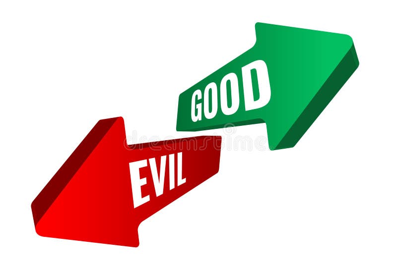 Vector Illustration Green and Red Arrows Signs with Words Evil and Good ...