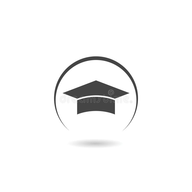 Simple Graduation Cap Icon with Shadow Stock Vector - Illustration of ...