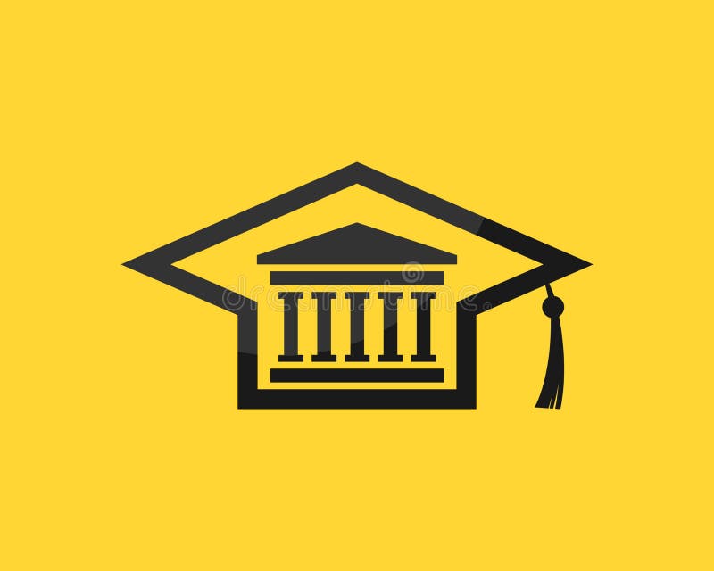 Simple Graduation Hat with Law House Icon Inside Stock Illustration ...