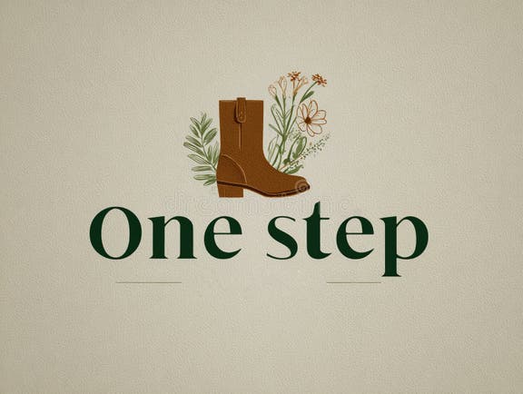 A Simple Graphic of a Boot with Flowers Inside and the Text One Step ...
