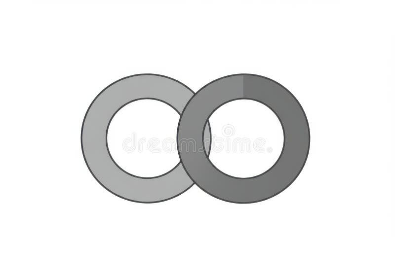 Two Interlocking Gray Circles Isolated on White Background Stock ...