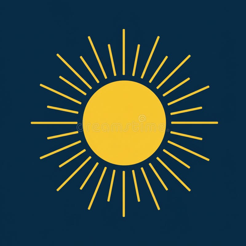 A Simple Graphic Illustration Features a Bright Yellow Sun Centered ...