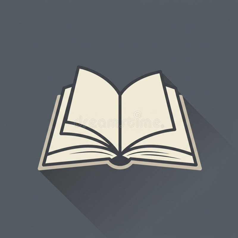 Simple Graphic Illustration of an Open Book on a Dark Gray Background ...
