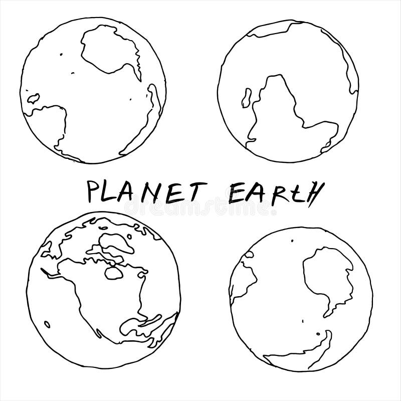 A Simple Graphic Image of the Planet Earth. Hand-drawn in a Simple ...