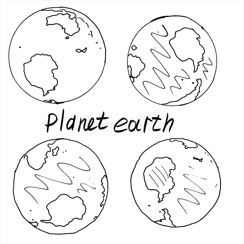 A Simple Graphic Image of the Planet Earth. Hand-drawn in a Simple ...