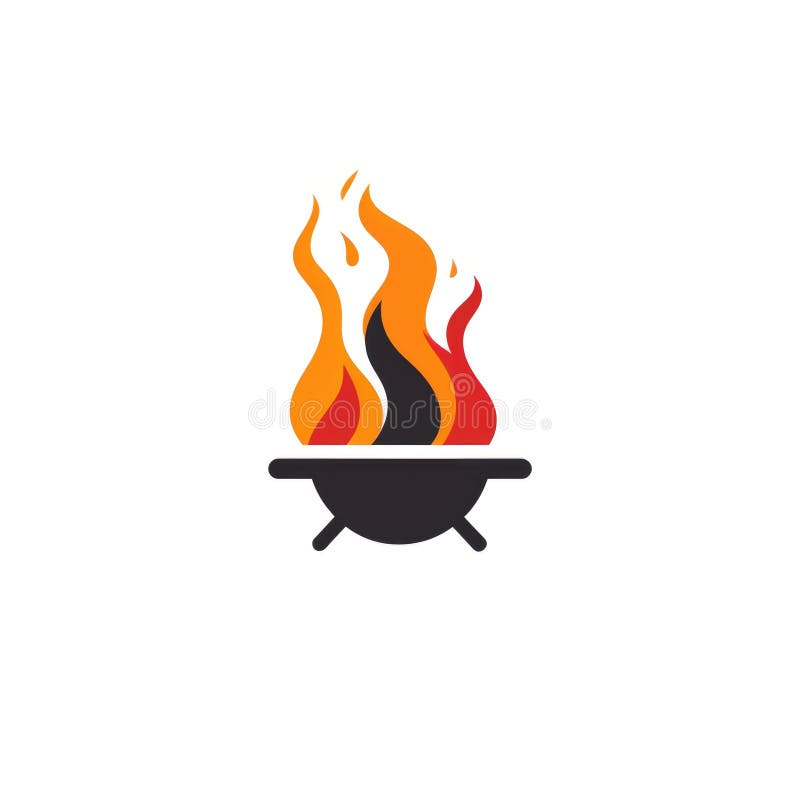 Simple Graphic Logo of Bbq with Fire on White Background. Stock ...