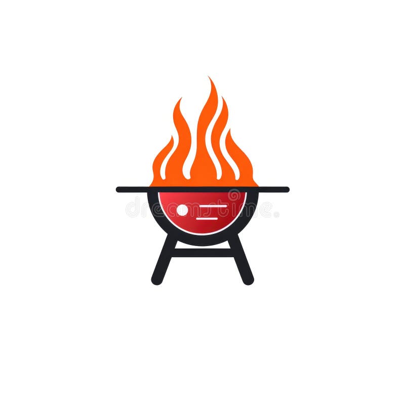 Simple Graphic Logo of Bbq with Fire on White Background. Stock ...