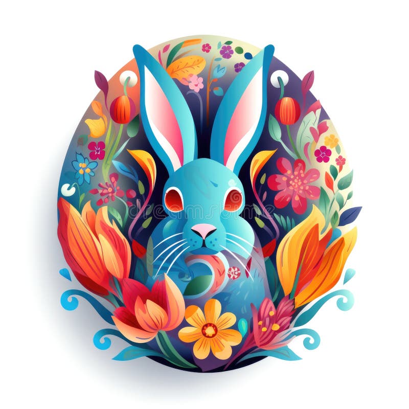 Simple Graphic Logo of Color Styled Hare on White Background. Stock ...