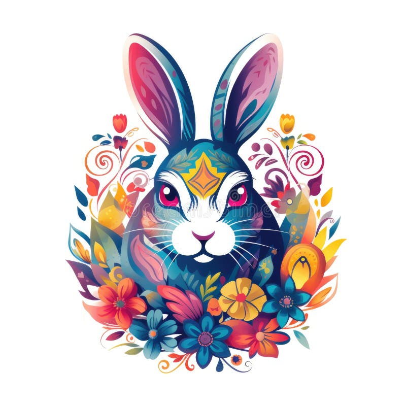 Simple Graphic Logo of Color Styled Hare on White Background. Stock ...