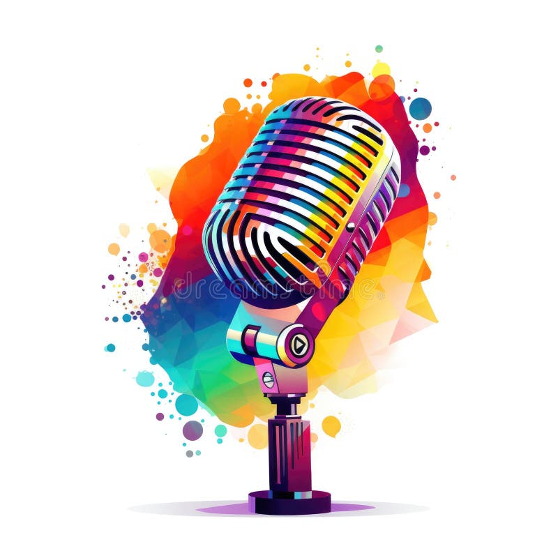Simple Graphic Logo of Colorful Microphone on White Background. Stock ...