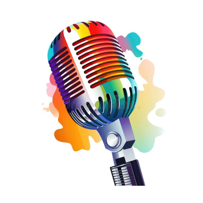 Simple Graphic Logo of Colorful Microphone on White Background. Stock ...