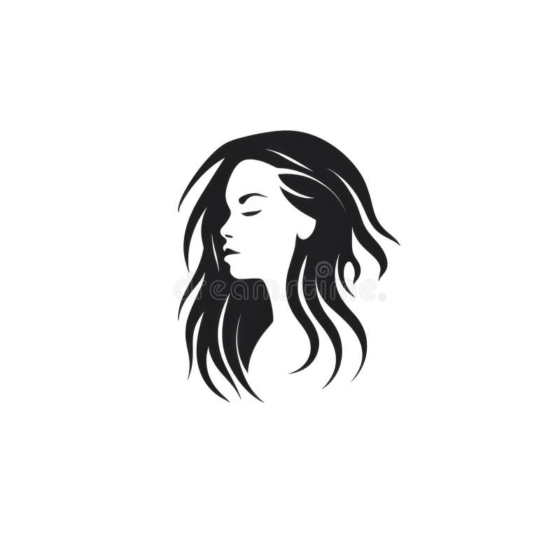 Simple Graphic Logo of Girl with Dreadlocks on White Background. Stock ...