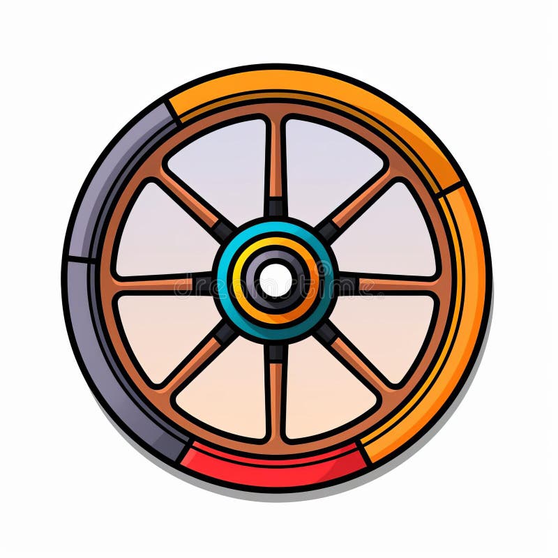 Simple Graphic Novel Style Wheel Icon with Solid Colors Stock ...
