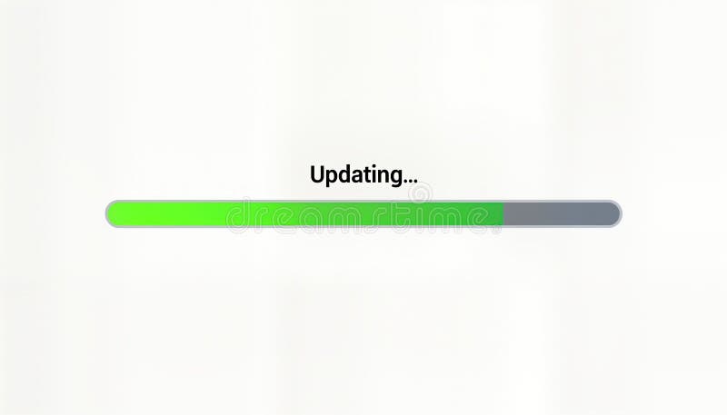 Simple Graphic Progress Bar Displays Updating Process. Horizontal Green Bar with Gray Portion ...