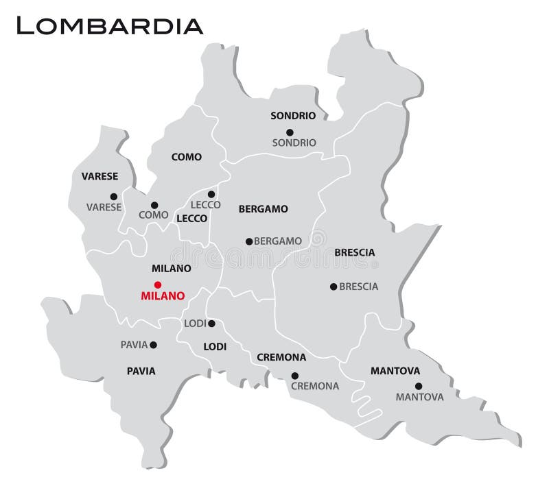 Simple Gray Administrative Map of Lombardy Region of Italy Stock Vector ... Simple Gray Administrative Map of Lombardy Region of Italy Stock Vector ...