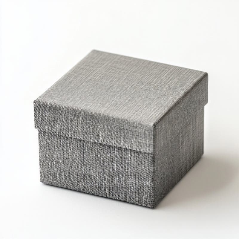 Simple Gray Gift Box with Textured Surface on White Background Stock ...
