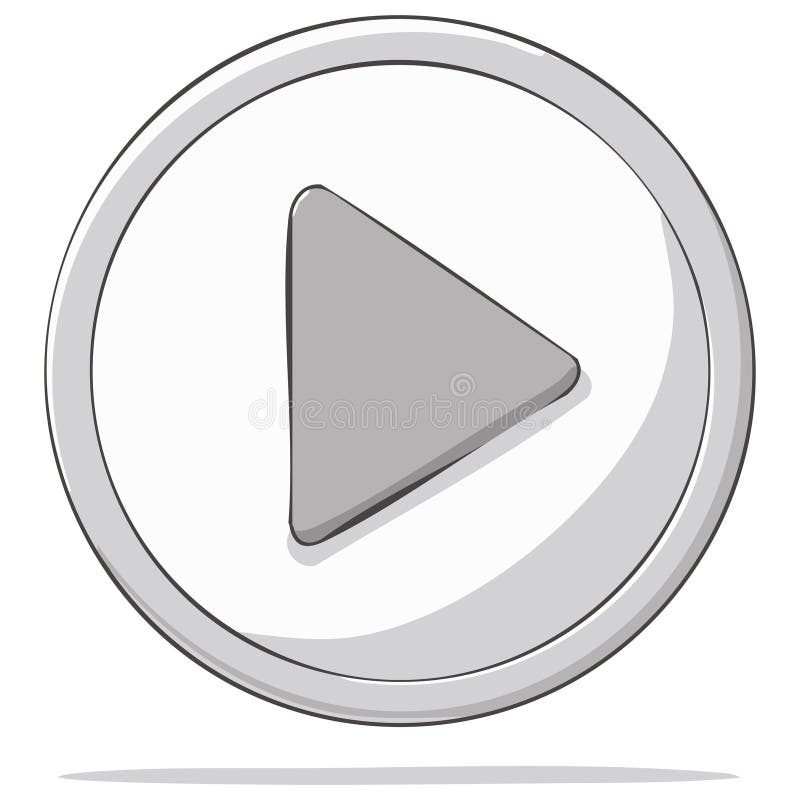 Simple Gray Play Button Icon with Subtle Shadow Effect Stock Vector ...
