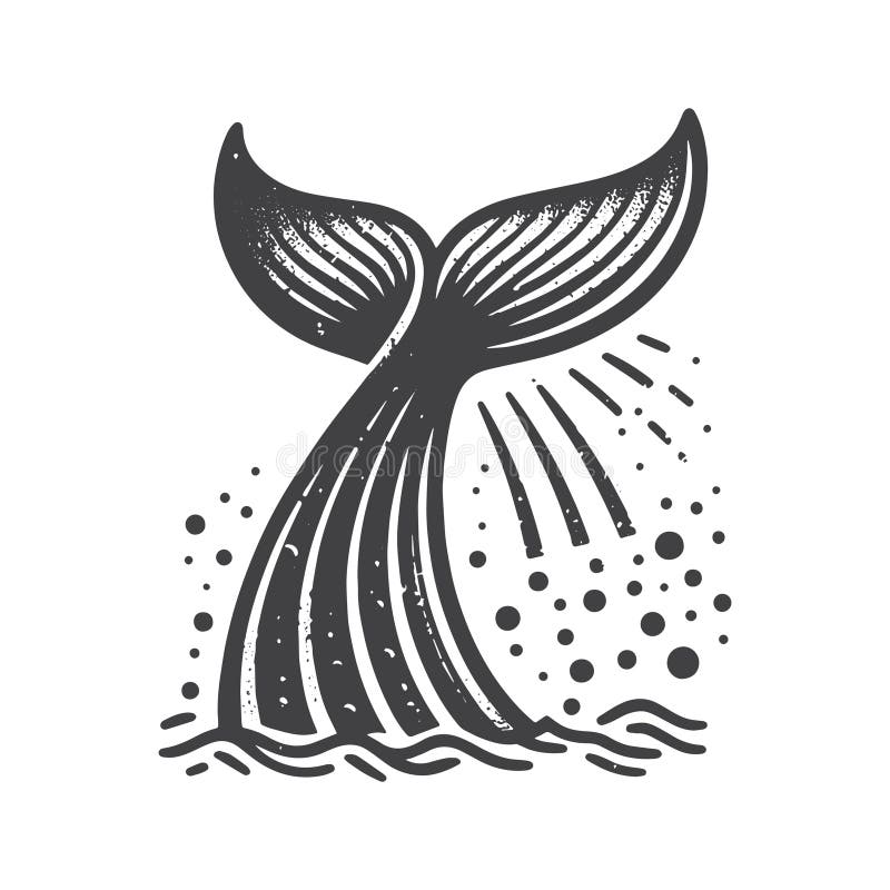 Vintage Gray Whale Tail Front View Vector Icon Illustration. Stock ...